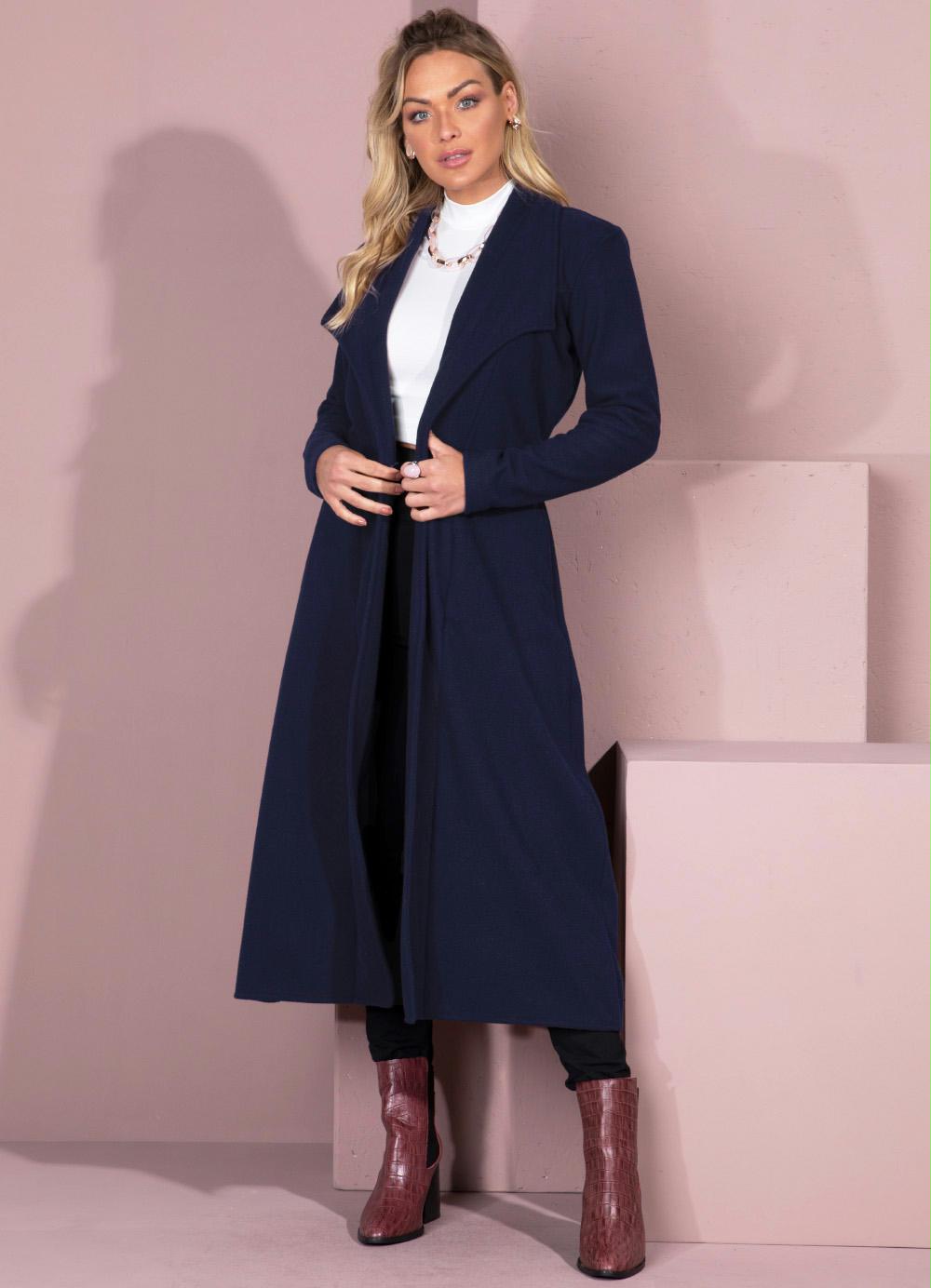 Sobretudo Azul Marinho Feminino Longo: Elegância e Conforto